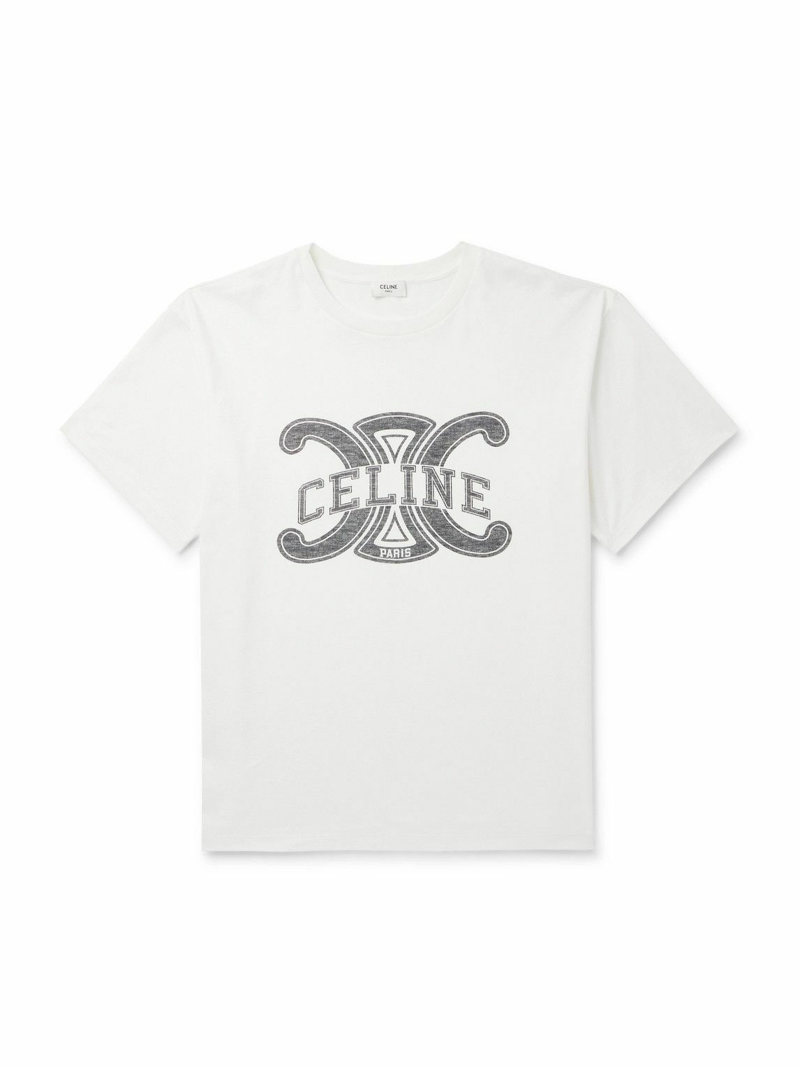 CELINE - Logo-Print Cotton-Jersey T-Shirt - Neutrals Celine