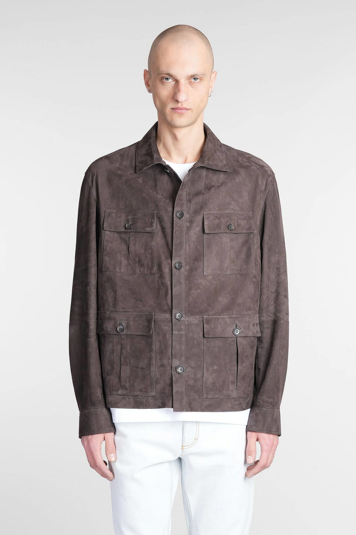 Bally Leather Jacket In Brown Leather Bally