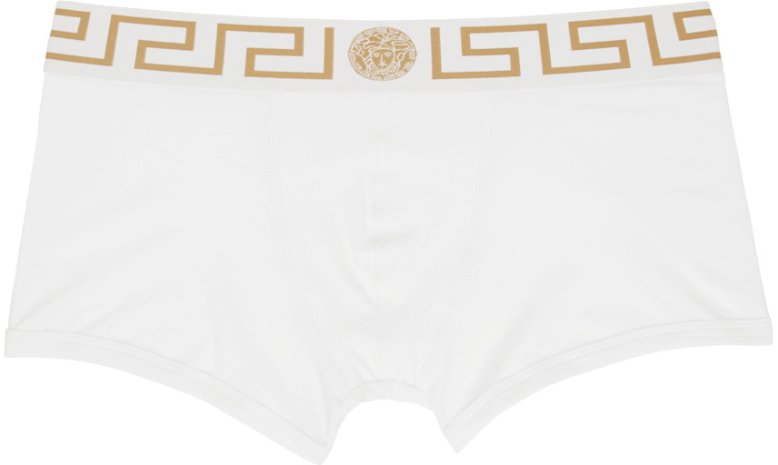Versace Underwear Three-Pack White Greca Border Briefs Versace Underwear