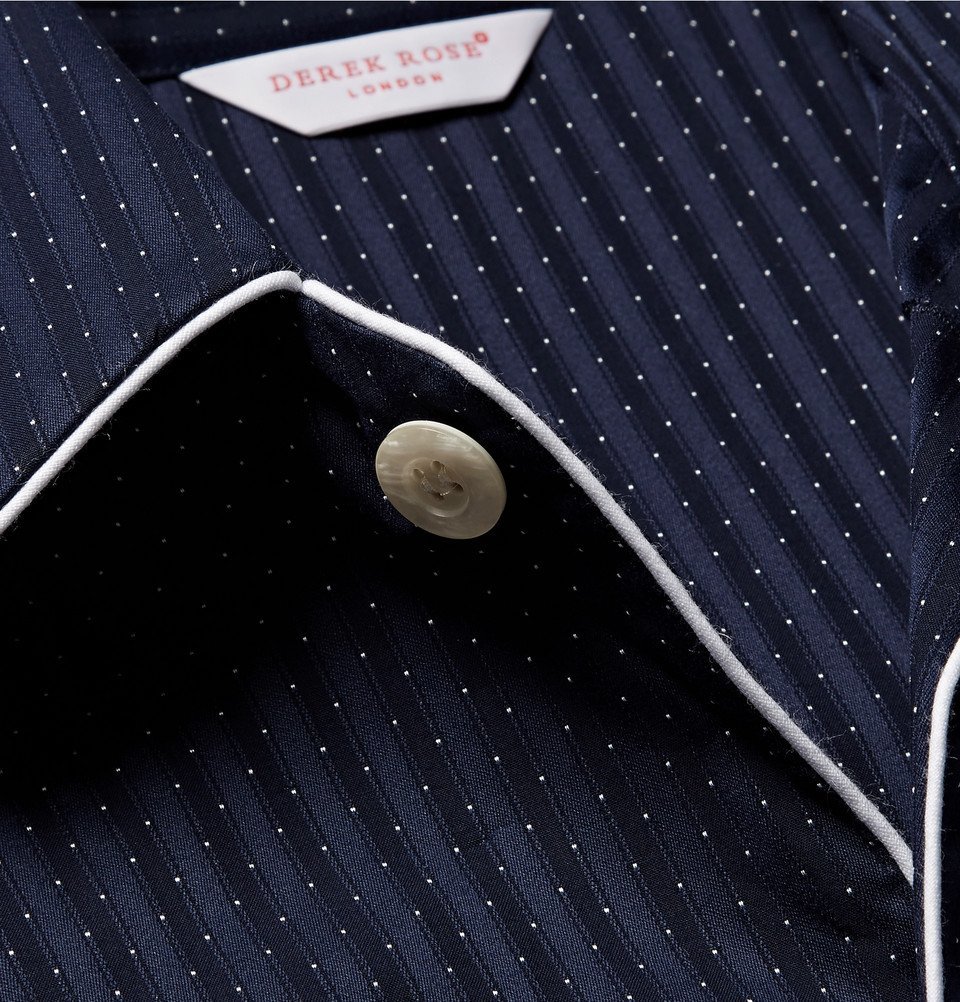 Derek Rose - Royal Pin-Dot Cotton-Jacquard Pyjama Set - Men - Navy ...
