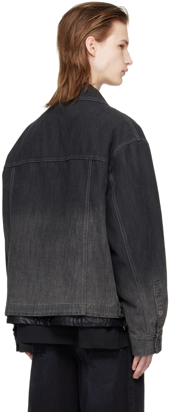 Solid Homme Black Faded Denim Jacket Solid Homme