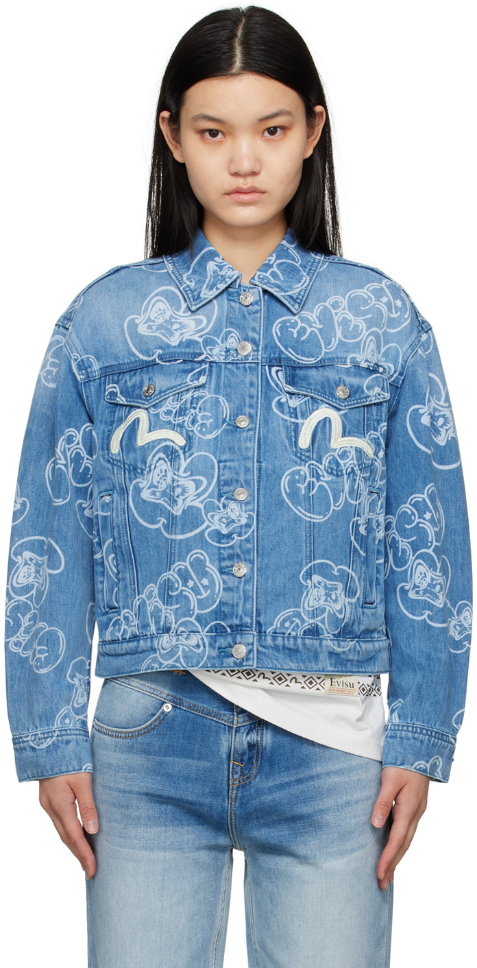 Evisu Blue Printed Denim Jacket Evisu