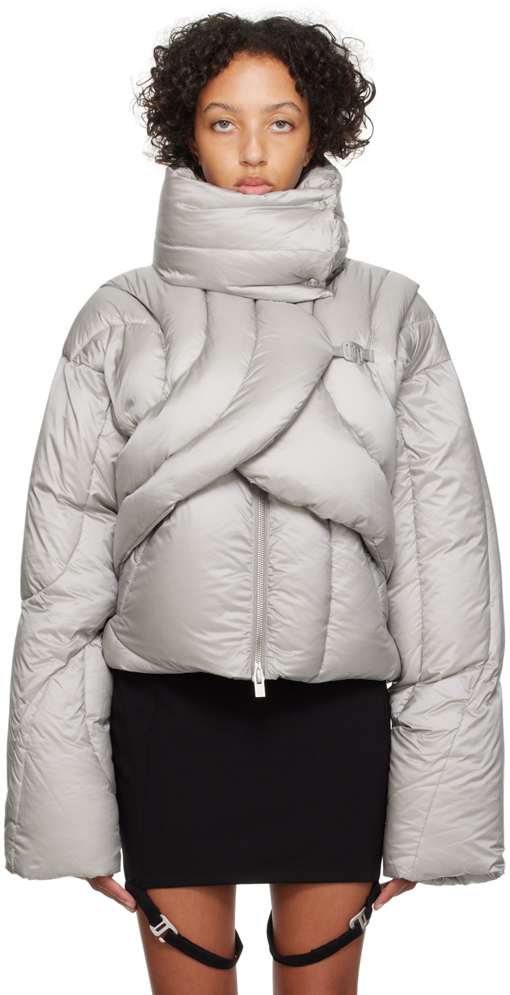 HELIOT EMIL Gray Connective Down Jacket Heliot Emil