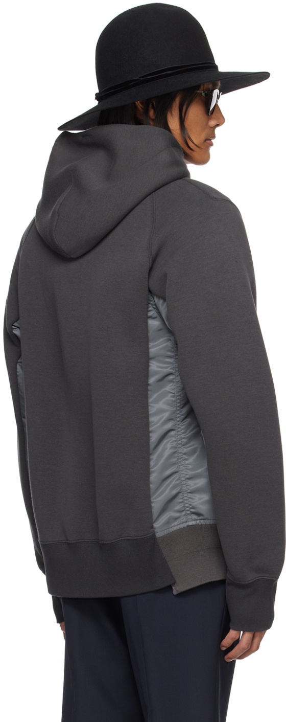sacai Gray Paneled Hoodie Sacai