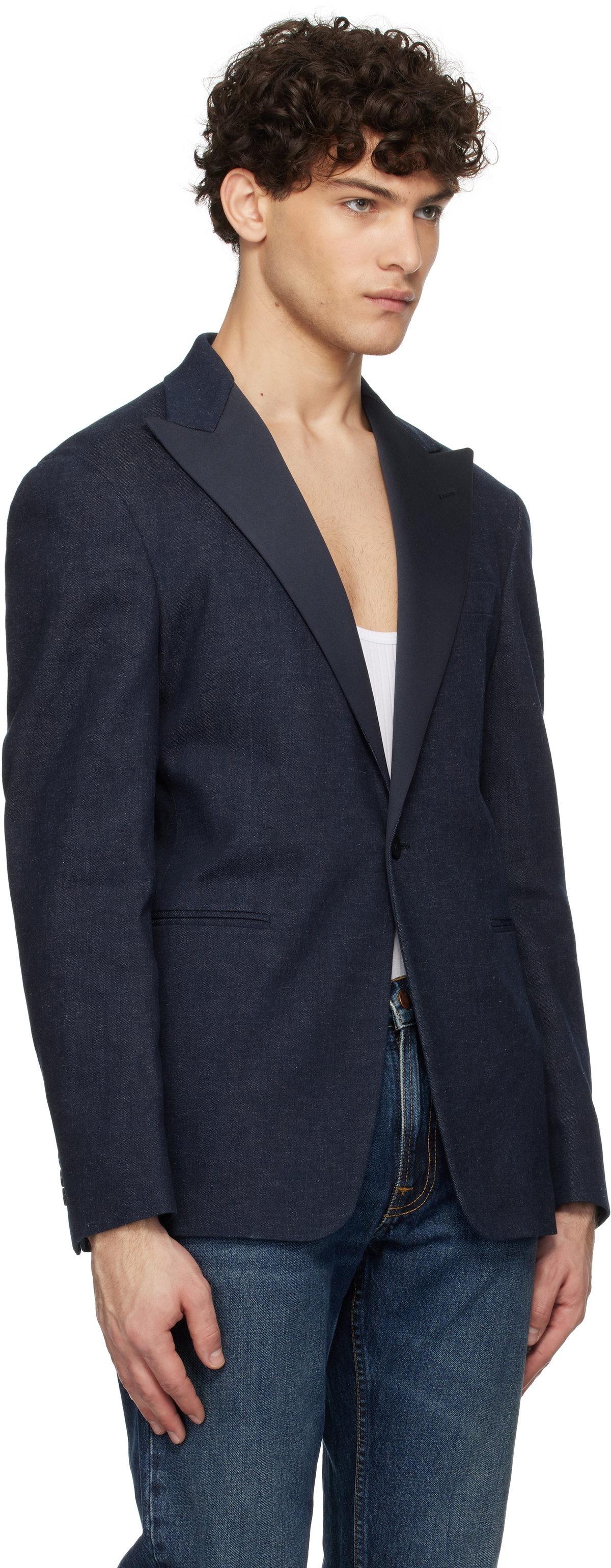 RRL Navy Tuxedo Denim Blazer RRL