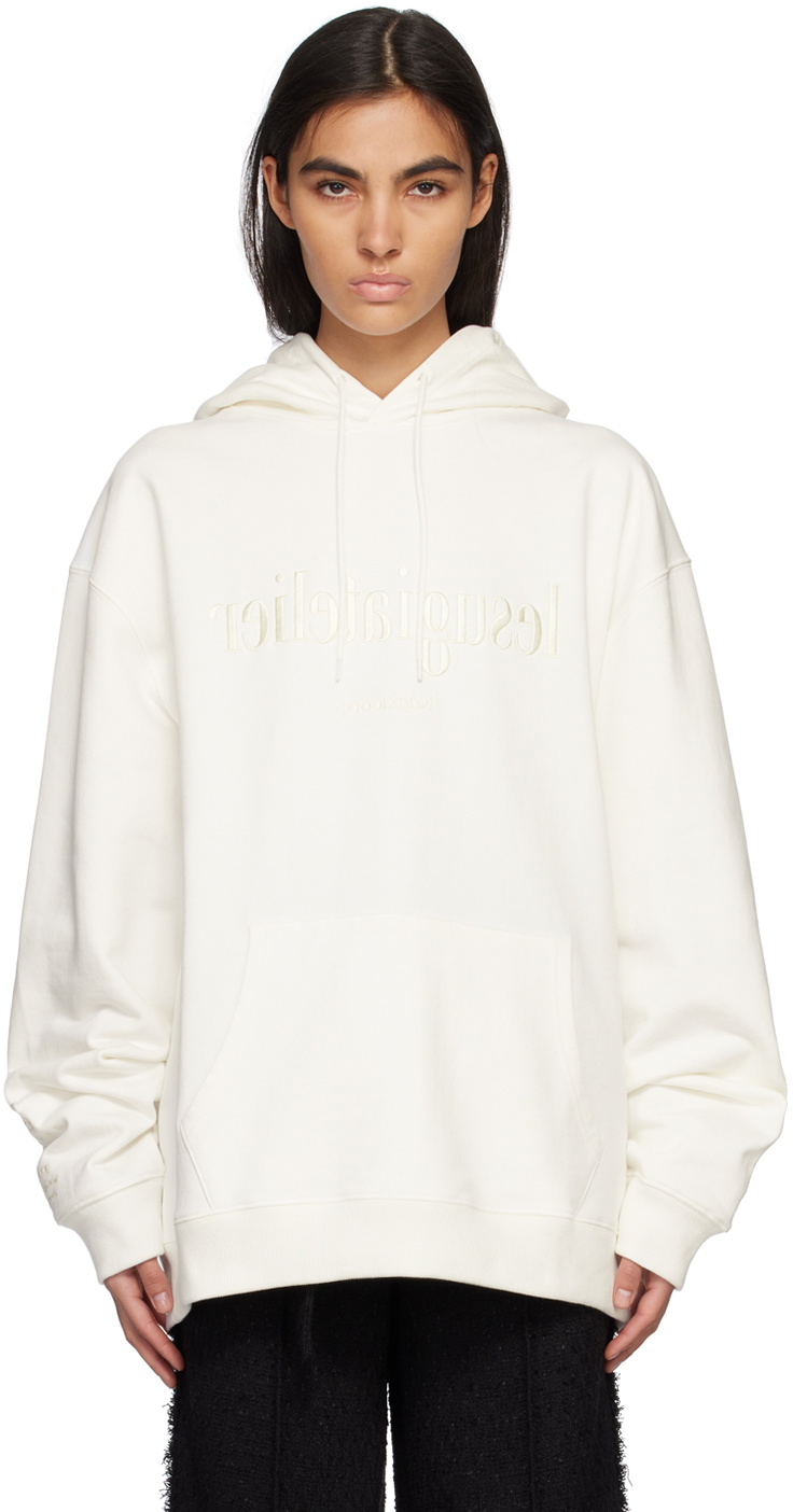 lesugiatelier White Mirror Typography Hoodie lesugiatelier