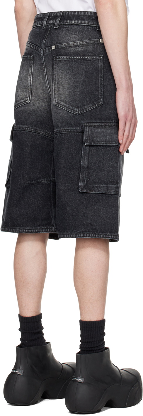Givenchy Black Multicutted Denim Shorts Givenchy