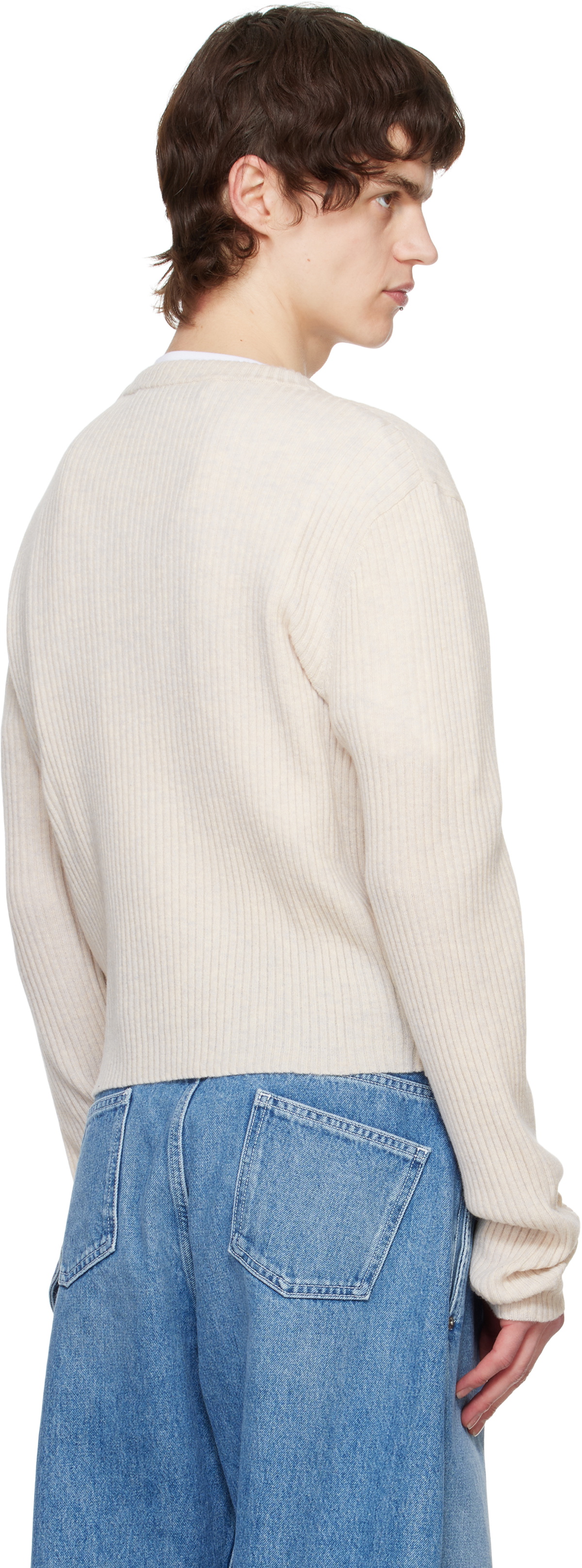 JW Anderson Beige Cropped Button Trim Sweater JW Anderson