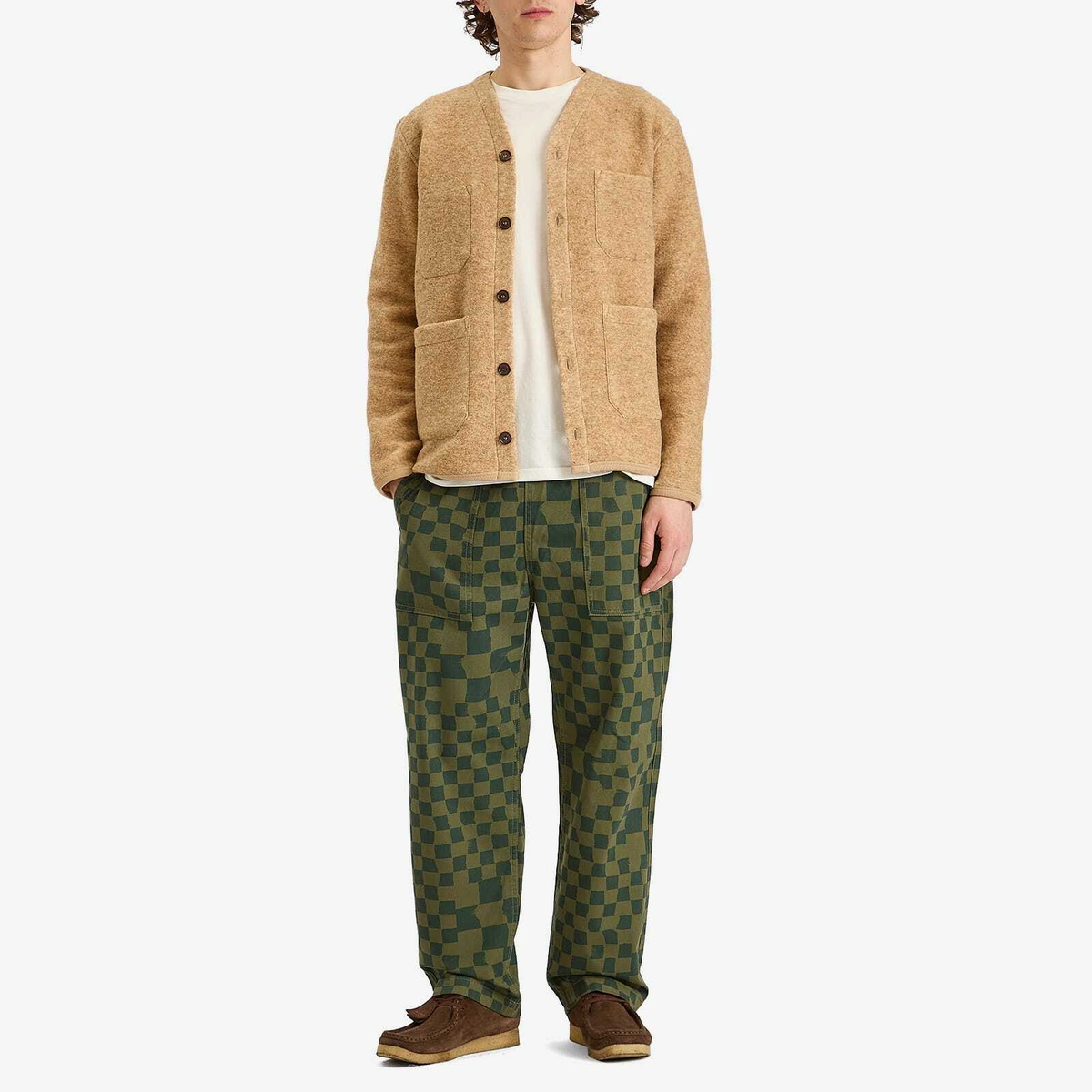 Service Works Men's Printed Chef Pant in Olive Checker Service Works