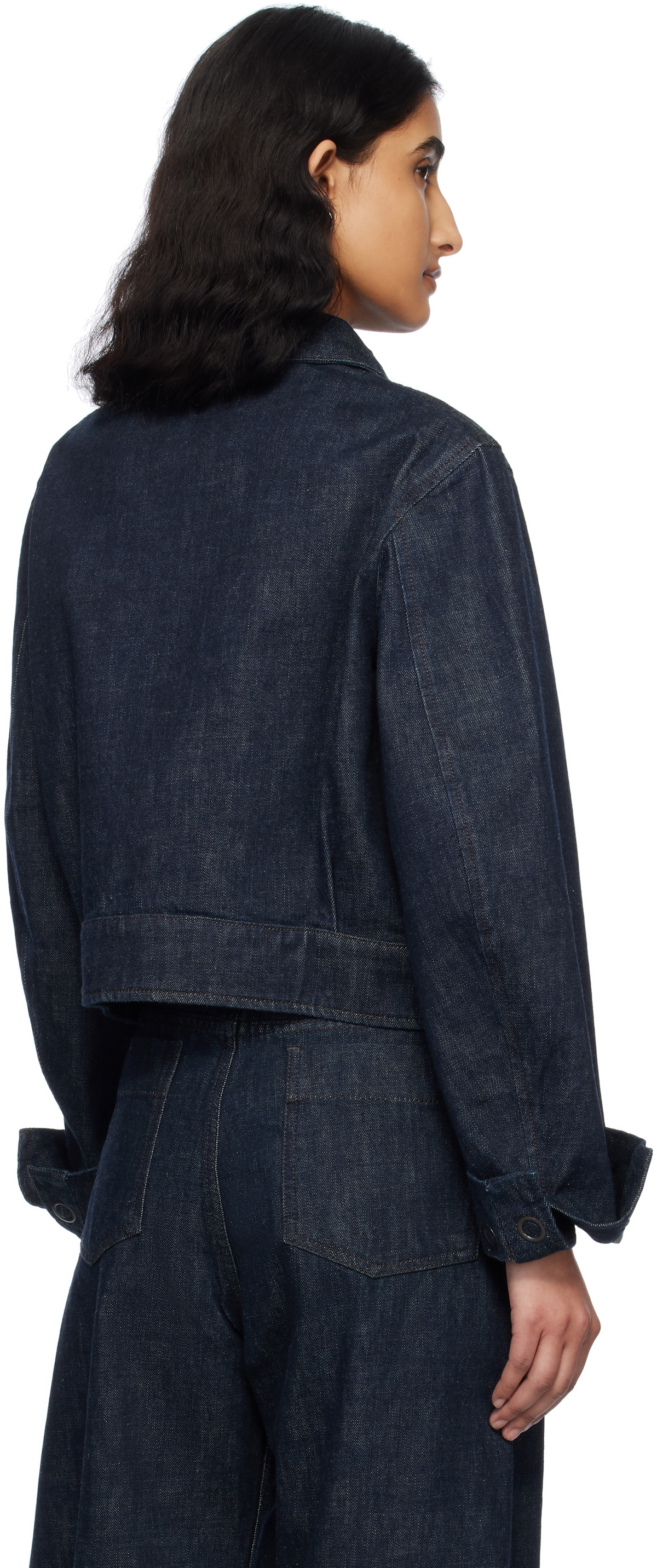 LEMAIRE Blue Two-Pocket Cropped Denim Jacket Lemaire