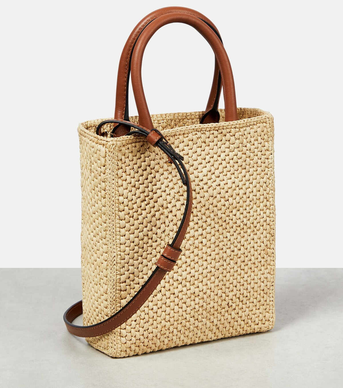 Loewe - Leather-trimmed raffia tote bag Loewe