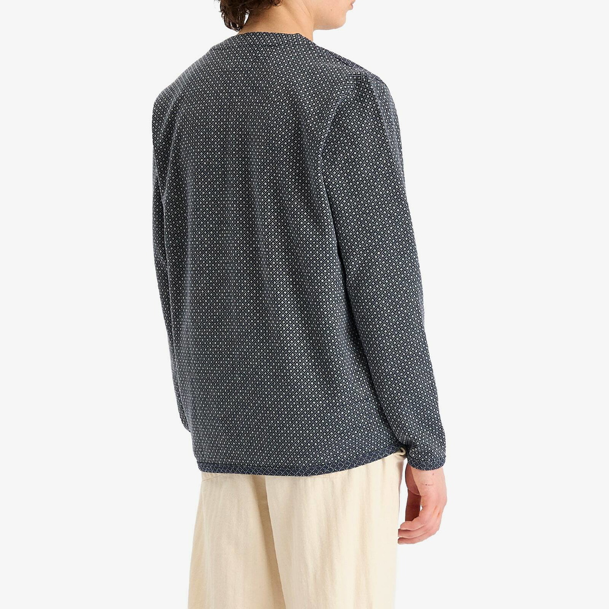 Universal Works Men's Jacquard Cardigan in Navy Universal Works