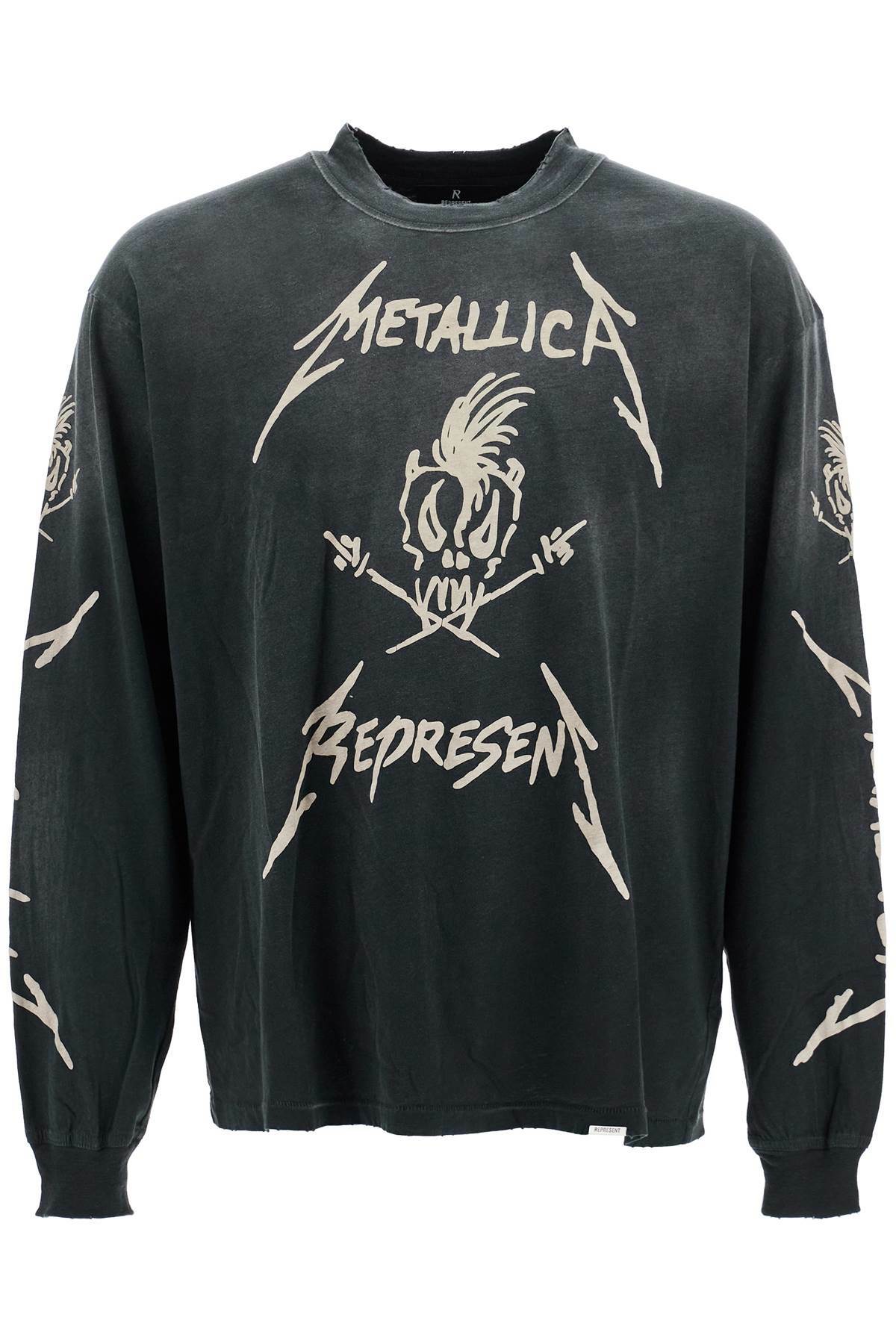 REPRESENT black stained cotton and hemp t-shirt with metallica print ...