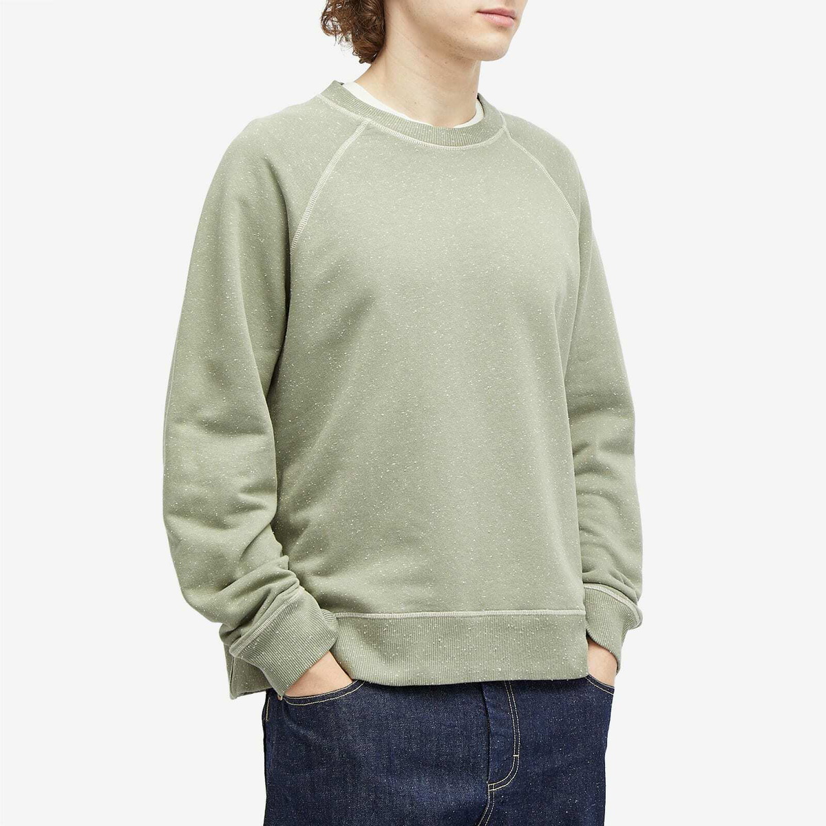 Folk Men's Engineered Raglan Sweatshirt in Sage Nepen Folk