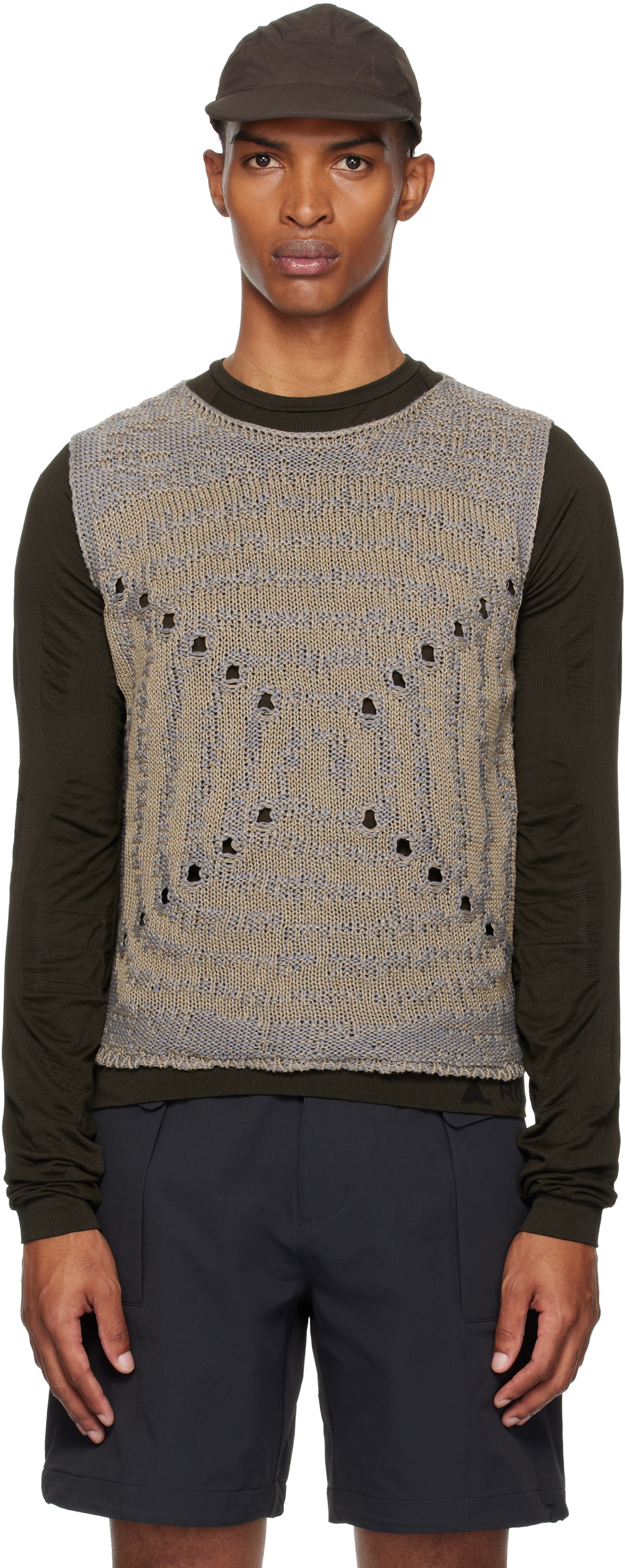 ROA Blue & Beige Vortex Crewneck Vest ROA