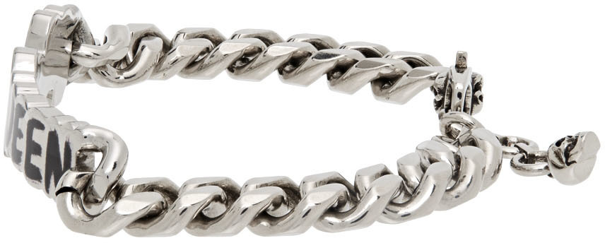 Alexander McQueen Silver Graffiti Chain Bracelet Alexander McQueen
