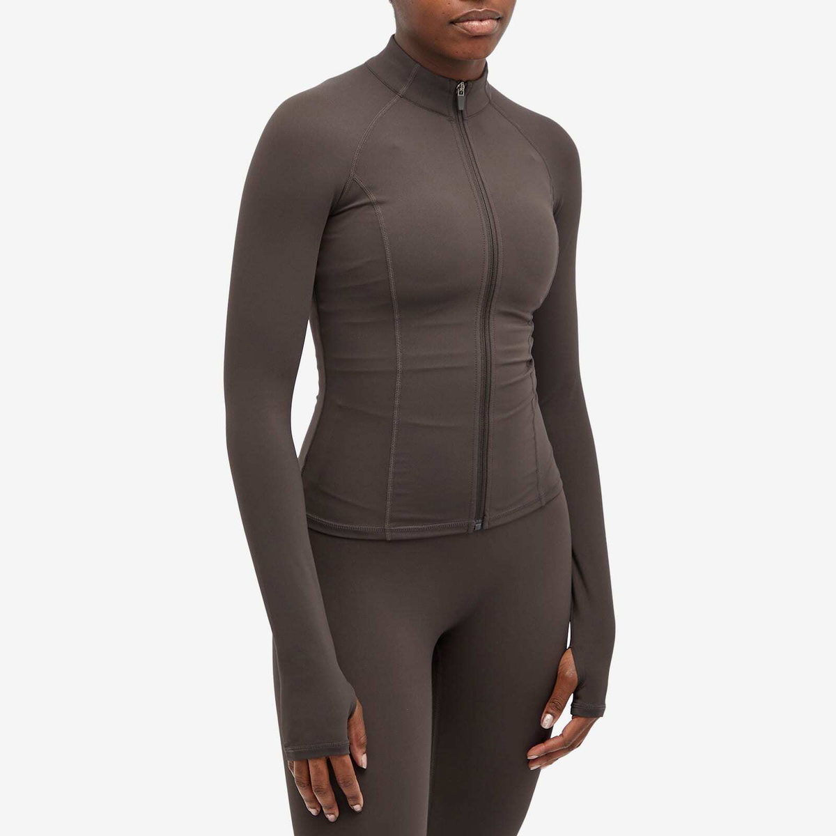 Adanola Women's Ultimate Long Sleeve Zip Up Top in Coffee Bean Adanola