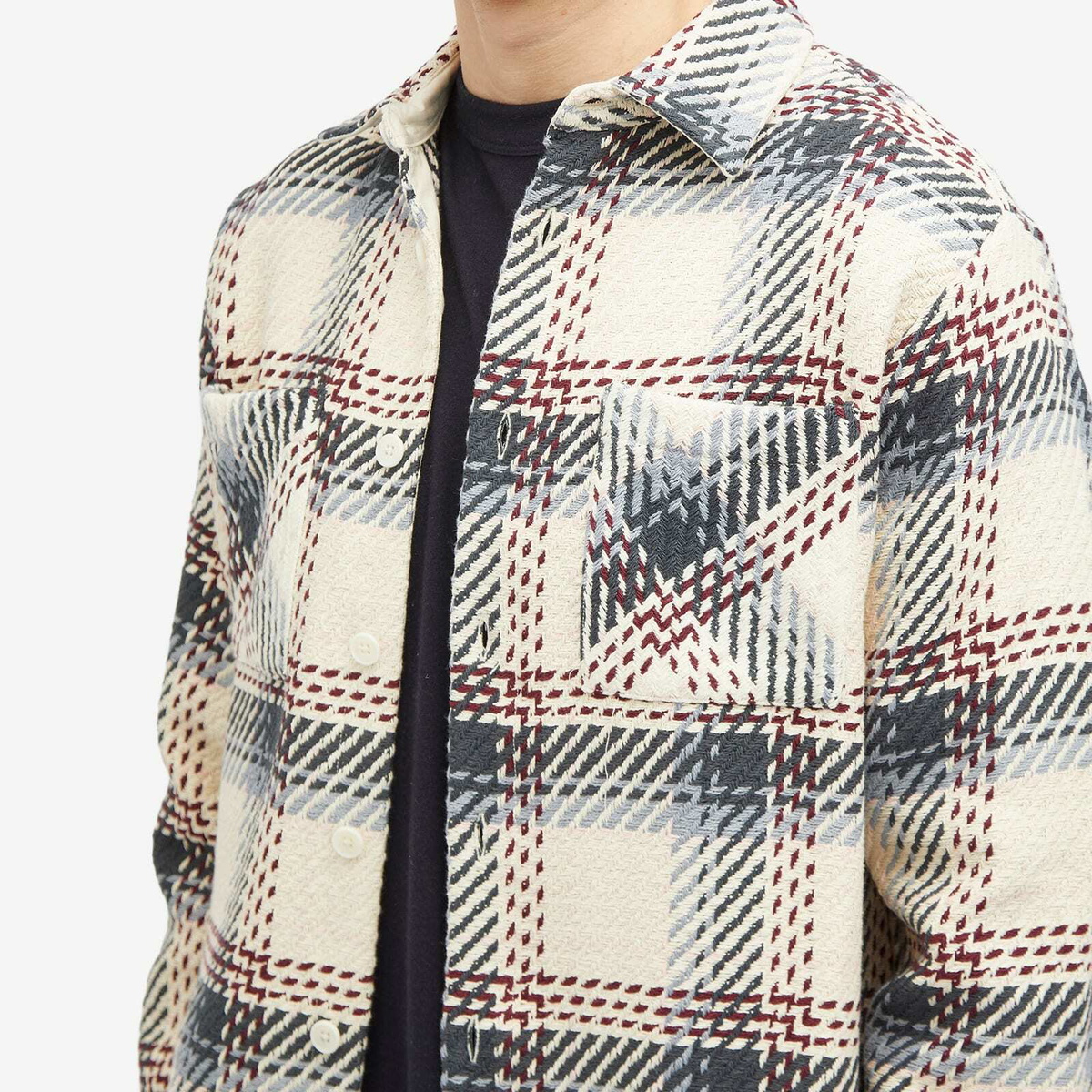 Wax London Men's Whiting Loke Check Overshirt in Ecru Wax London