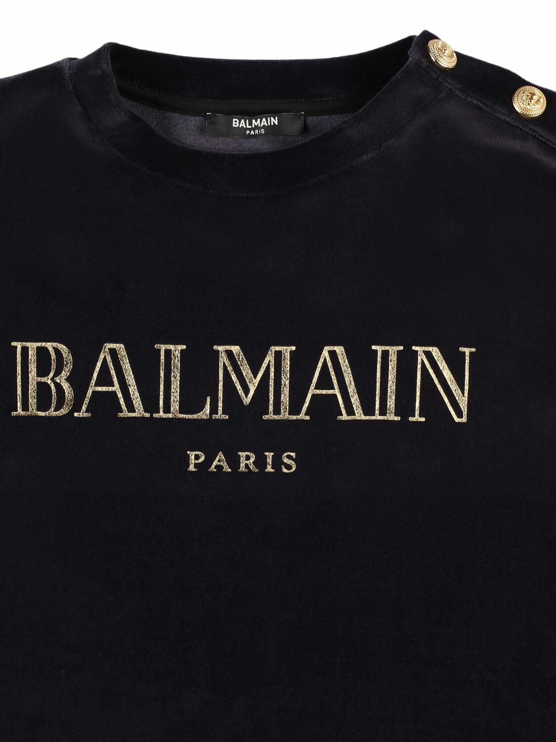 BALMAIN Cotton Blend Velvet Crewneck Sweatshirt Balmain