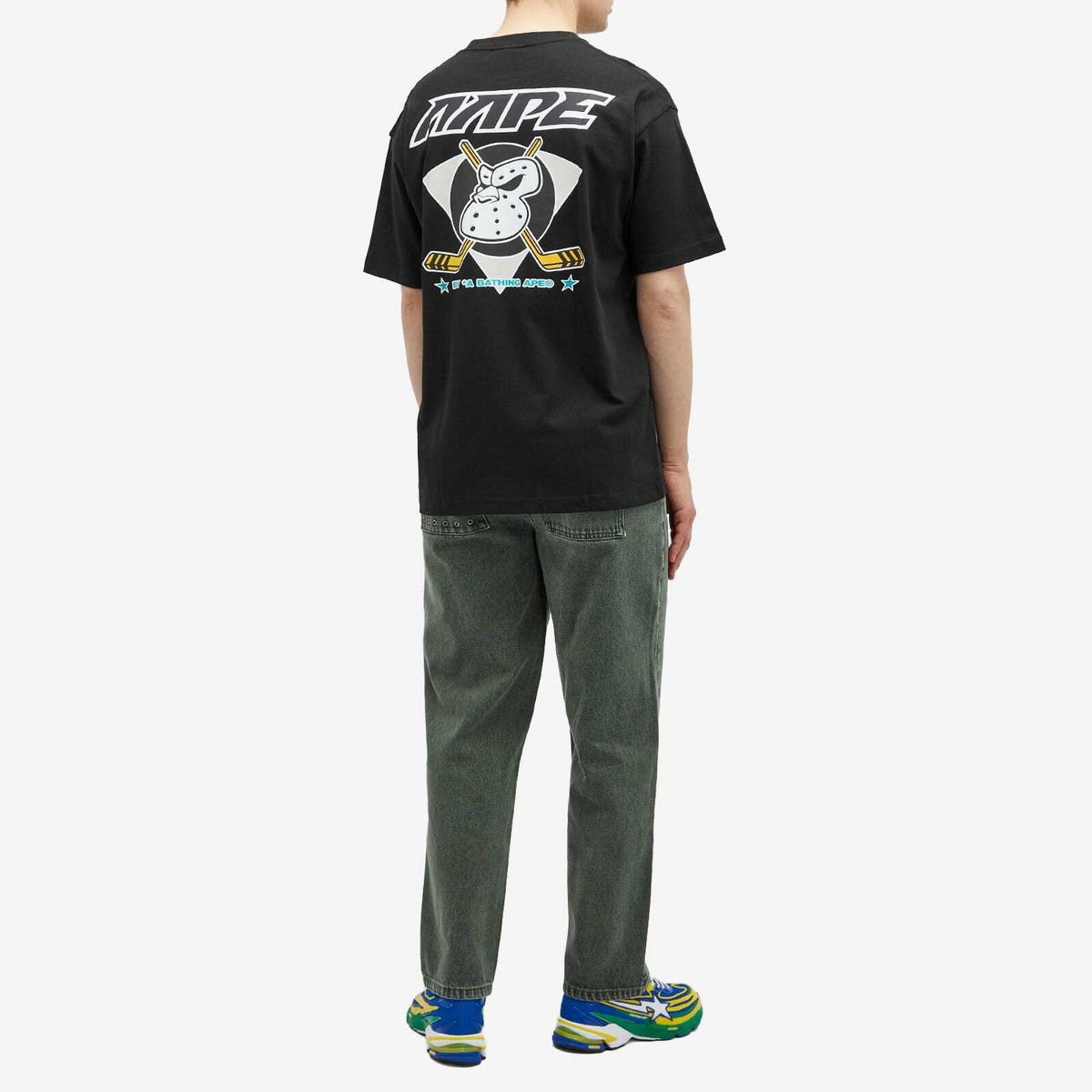 Men's AAPE Hockey Logos T-Shirt in Black AAPE by A Bathing Ape