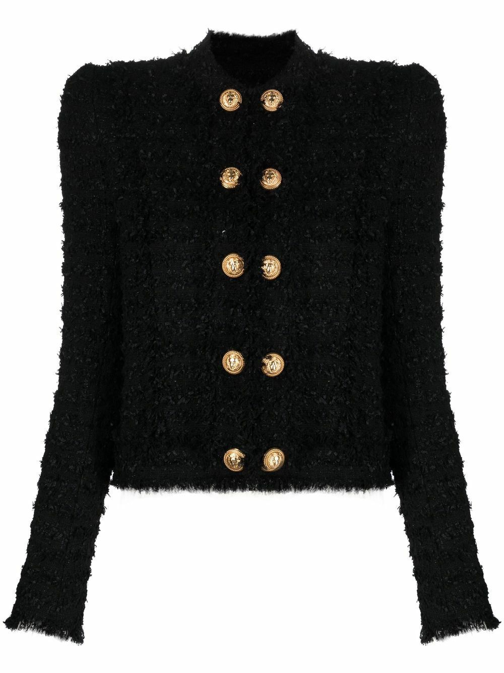 BALMAIN - Button-embossed Collarless Tweed Jacket Balmain