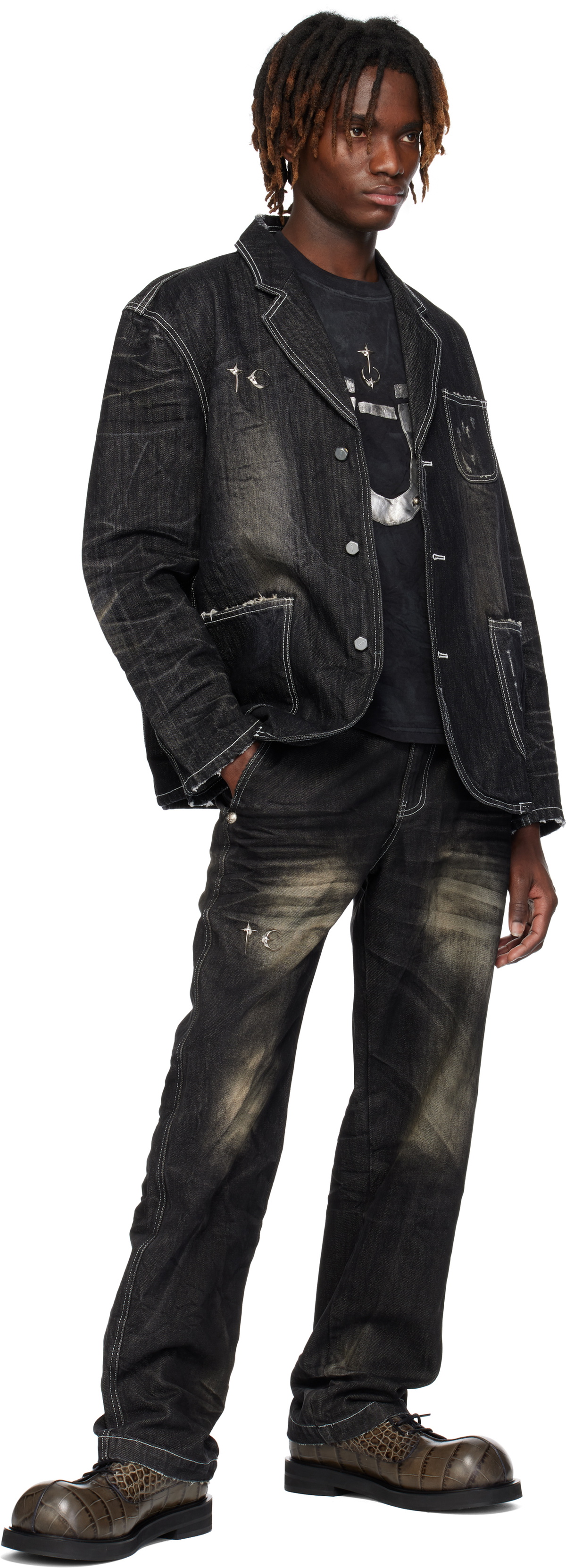 Thug Club Black Dickies Edition Faded Denim Blazer Thug Club