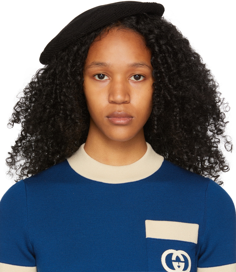 Gucci Black Crochet GG Beret Gucci