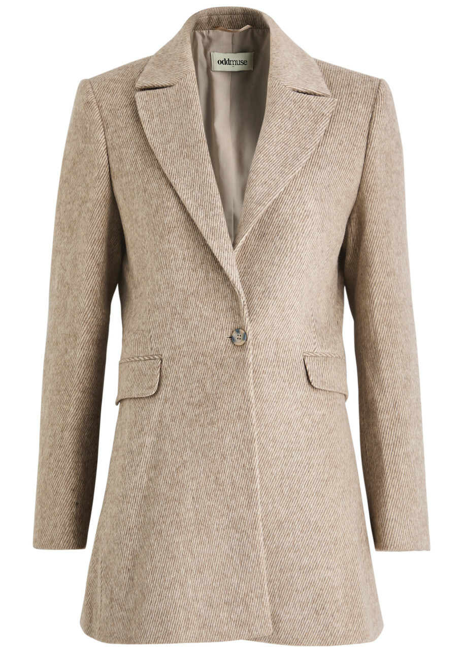 Odd Muse The Ultimate Muse Striped Brushed-knit Blazer Brown Odd Muse