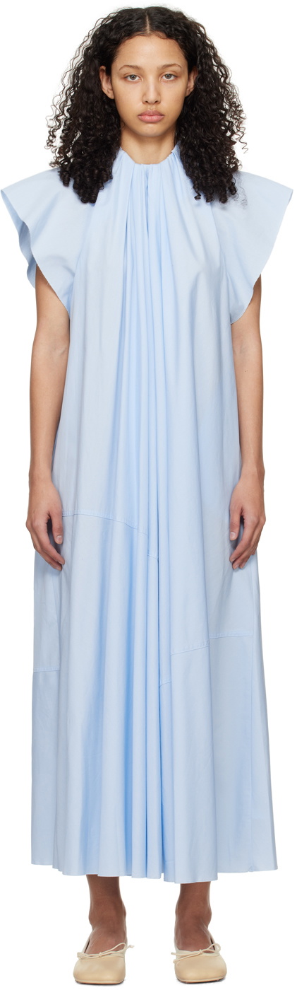 MM6 Maison Margiela Blue Gathered Maxi Dress MM6 Maison Margiela