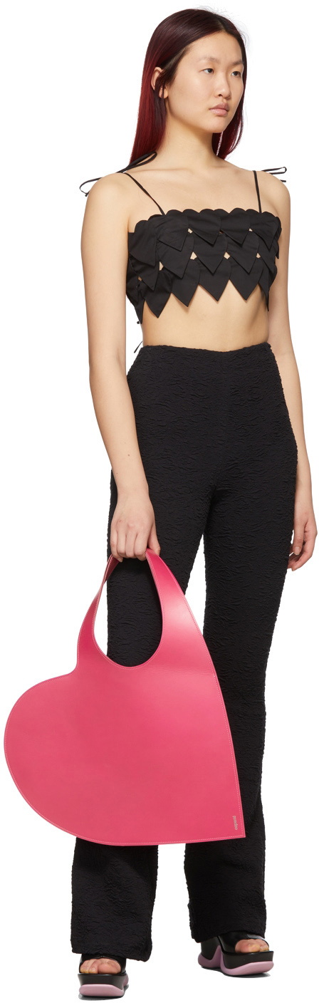 MSGM Black Crinkle Bootcut Trousers MSGM