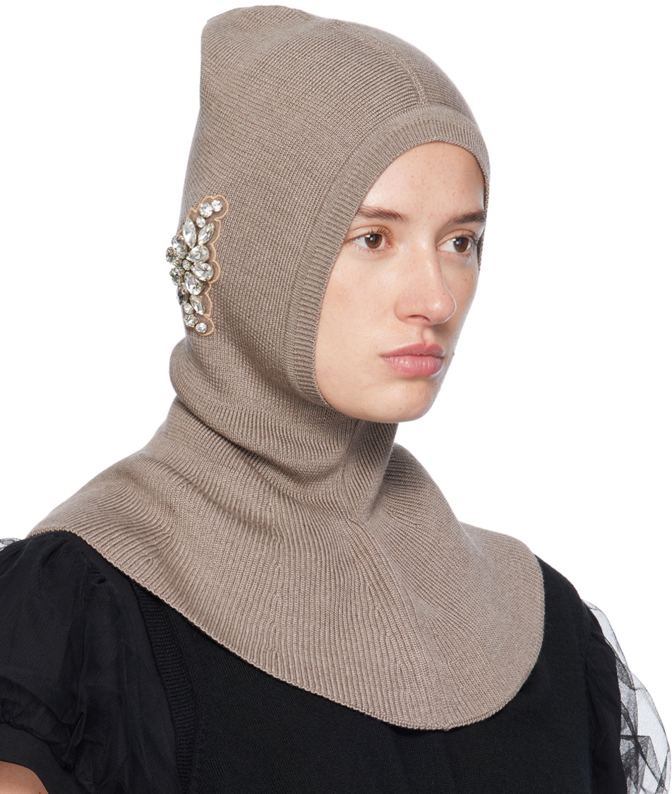 Simone Rocha Gray Embellished Pointed Balaclava Simone Rocha