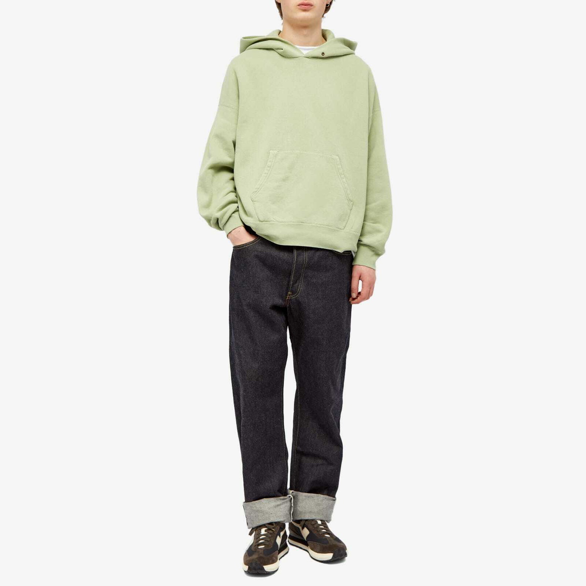 Visvim Men's Distressed Amplus Hoody in Light Green Visvim
