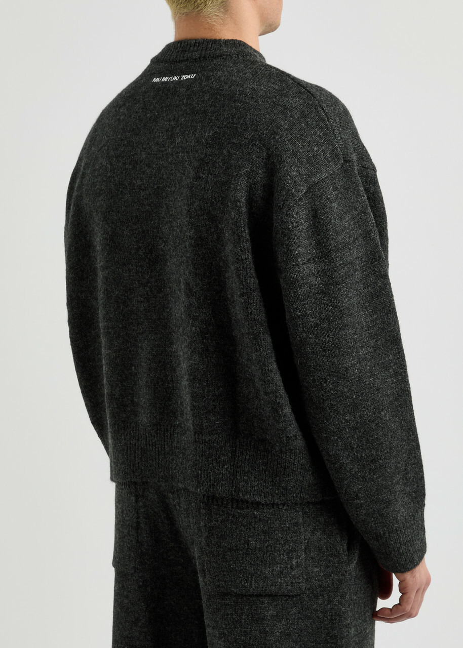 Mki Miyuki Zoku Logo-embroidered Knitted Jumper Charcoal MKI Miyuki-Zoku
