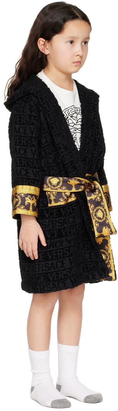 Versace Kids Black 'I Heart Baroque' Robe Versace