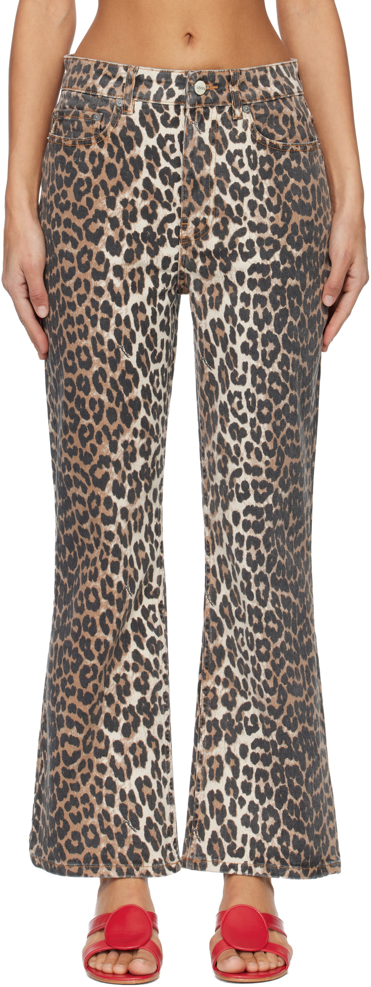 GANNI Brown Leopard Betzy Jeans GANNI