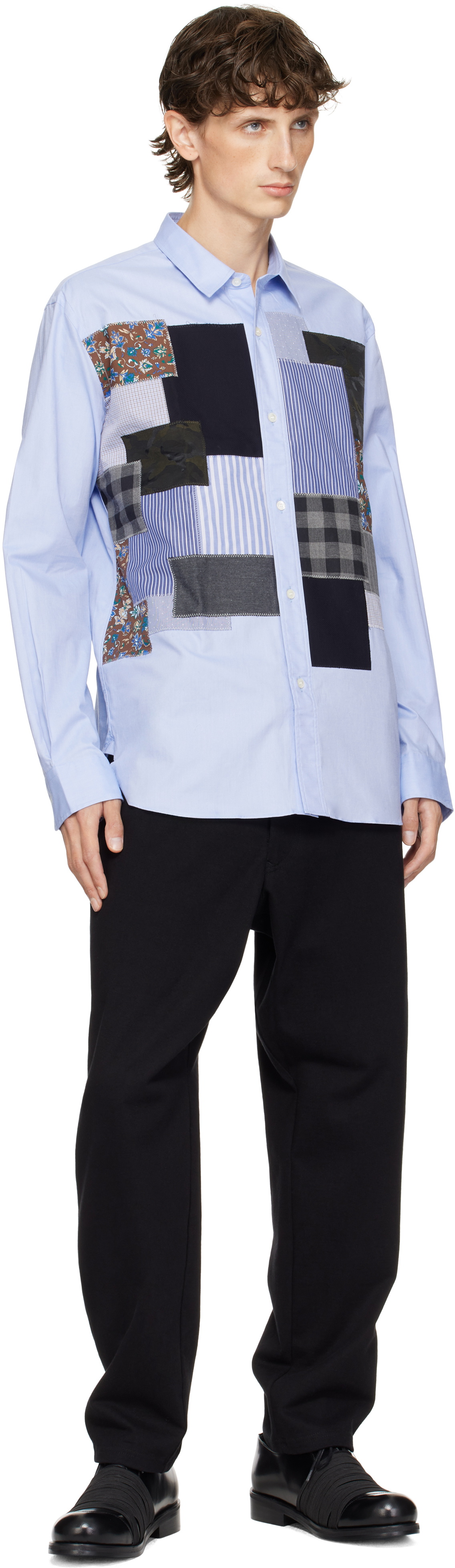 Junya Watanabe Blue Patchwork Mix Shirt Junya Watanabe