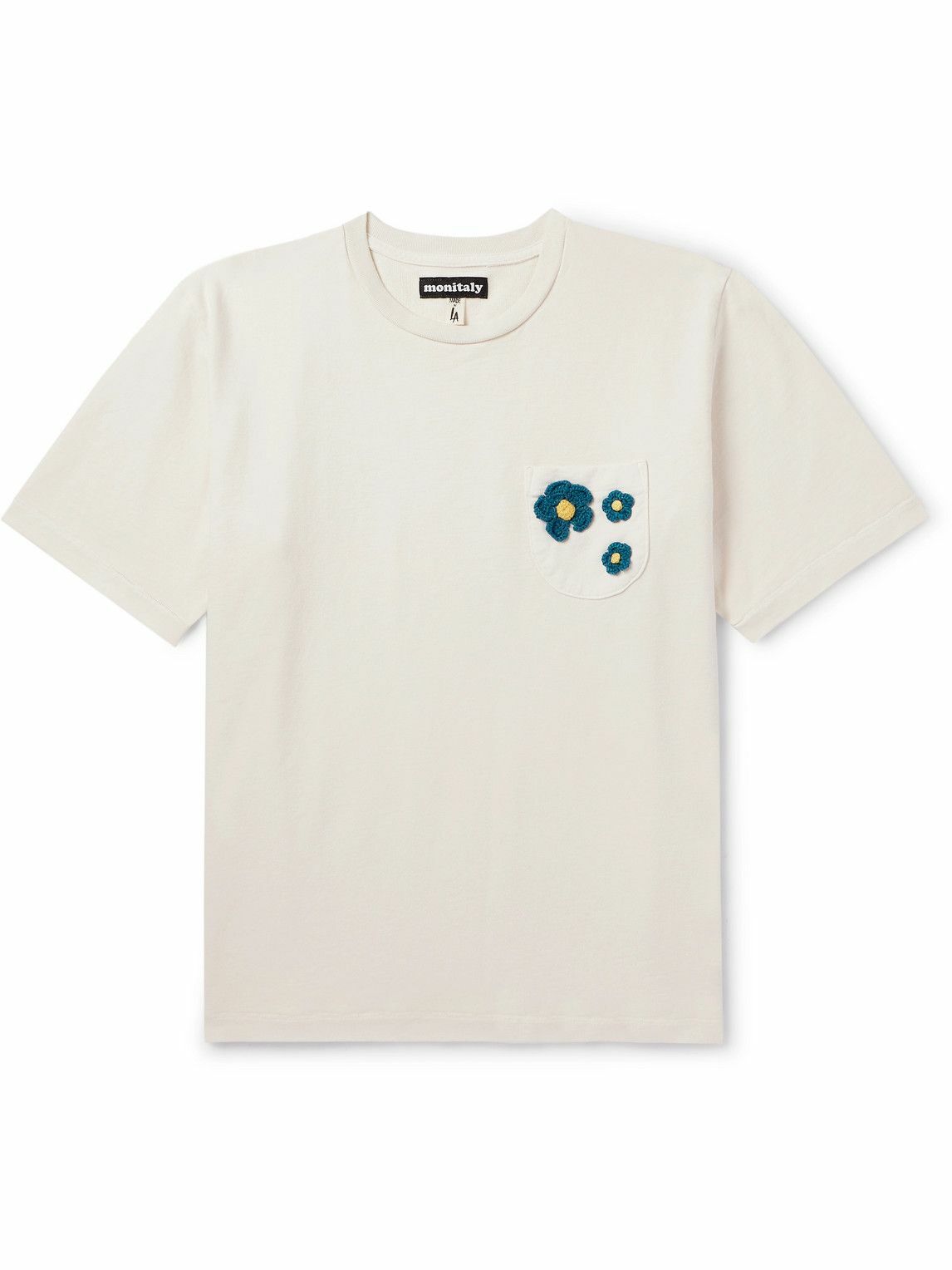 Monitaly - Crochet-Trimmed Cotton-Jersey T-Shirt - White Monitaly