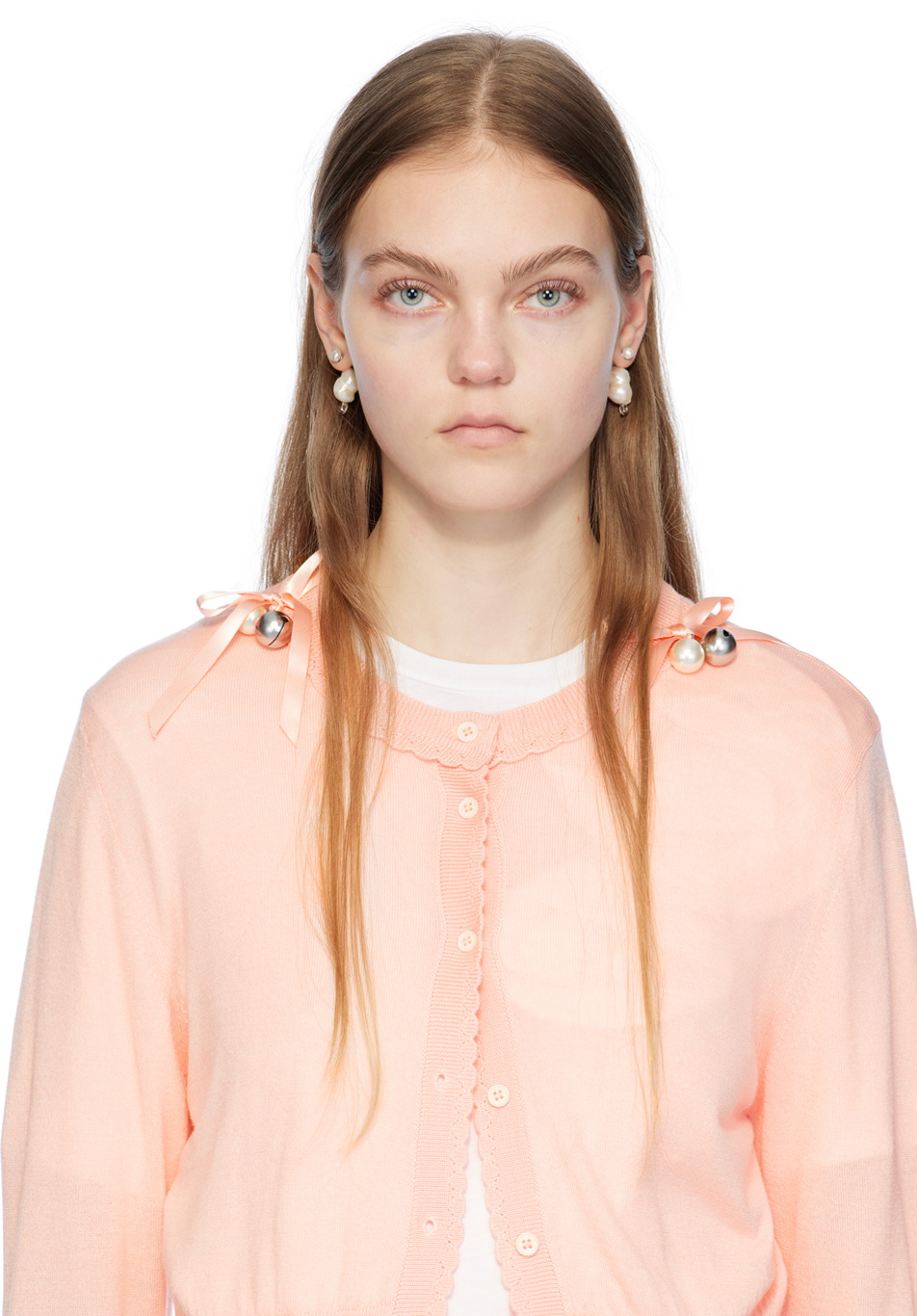 Simone Rocha White Crystal Peanut Pearl Earrings Simone Rocha