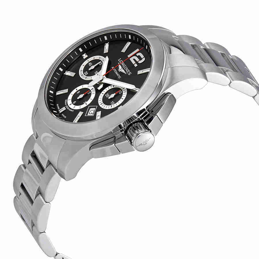 Longines Conquest Automatic Chronograph Black Dial Mens Watch L38014566 ...