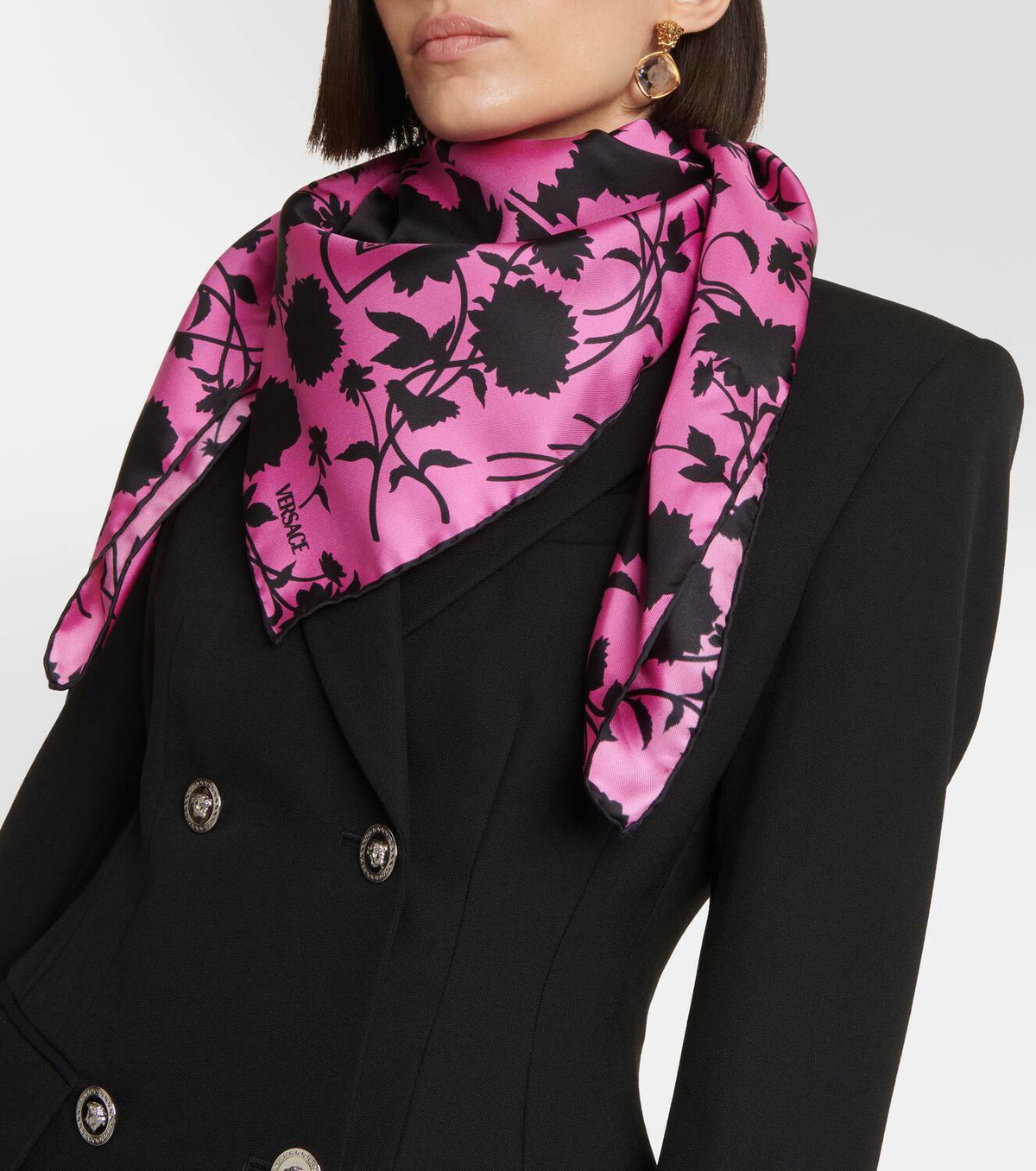 Versace Floral silk twill scarf Versace