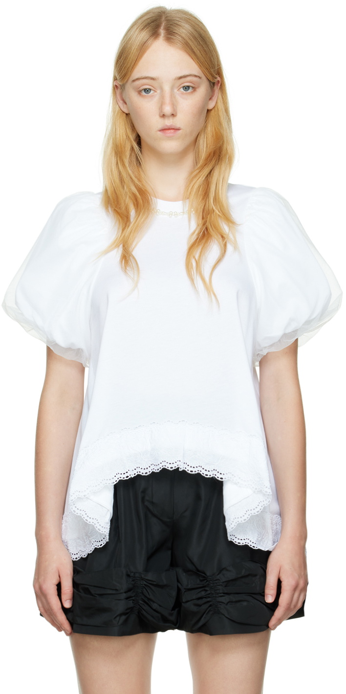 Simone Rocha White Puff Sleeve T-Shirt Simone Rocha Simone Rocha White Puff Sleeve T-Shirt Simone Rocha