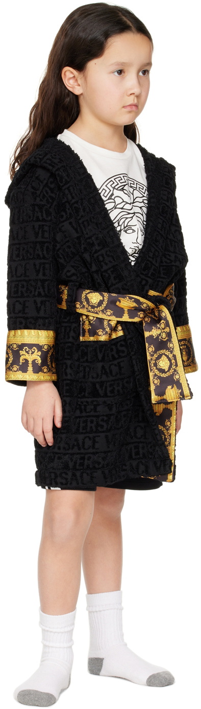 Versace Kids Black 'I Heart Baroque' Robe Versace
