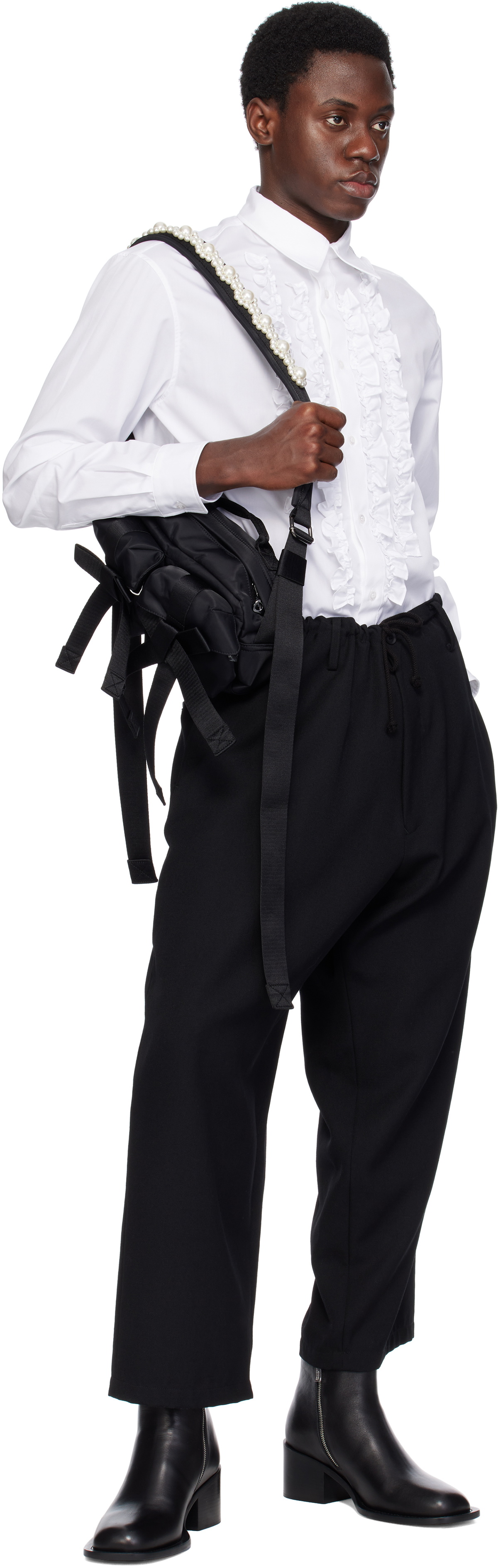 Simone Rocha Black Beaded Classic Bow Crossbody Bag Simone Rocha