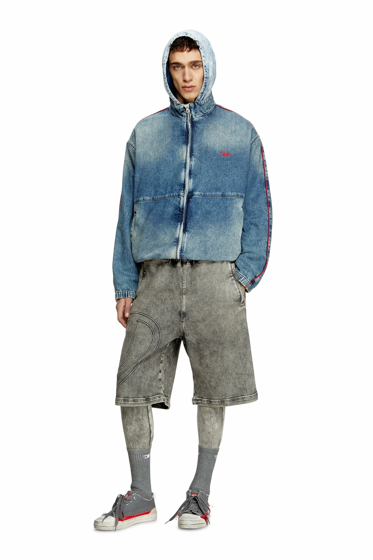 Diesel Denim jacket with red piping - Denim Jackets Mens in Blue Diesel