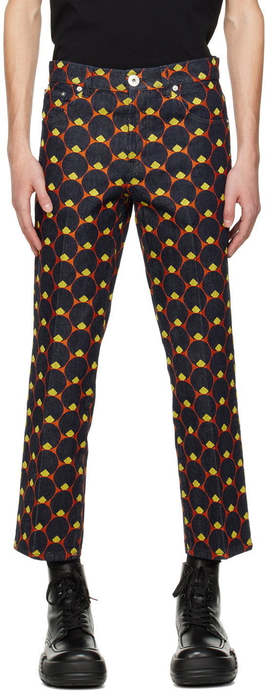 Lanvin Navy & Orange Art Deco Jeans Lanvin