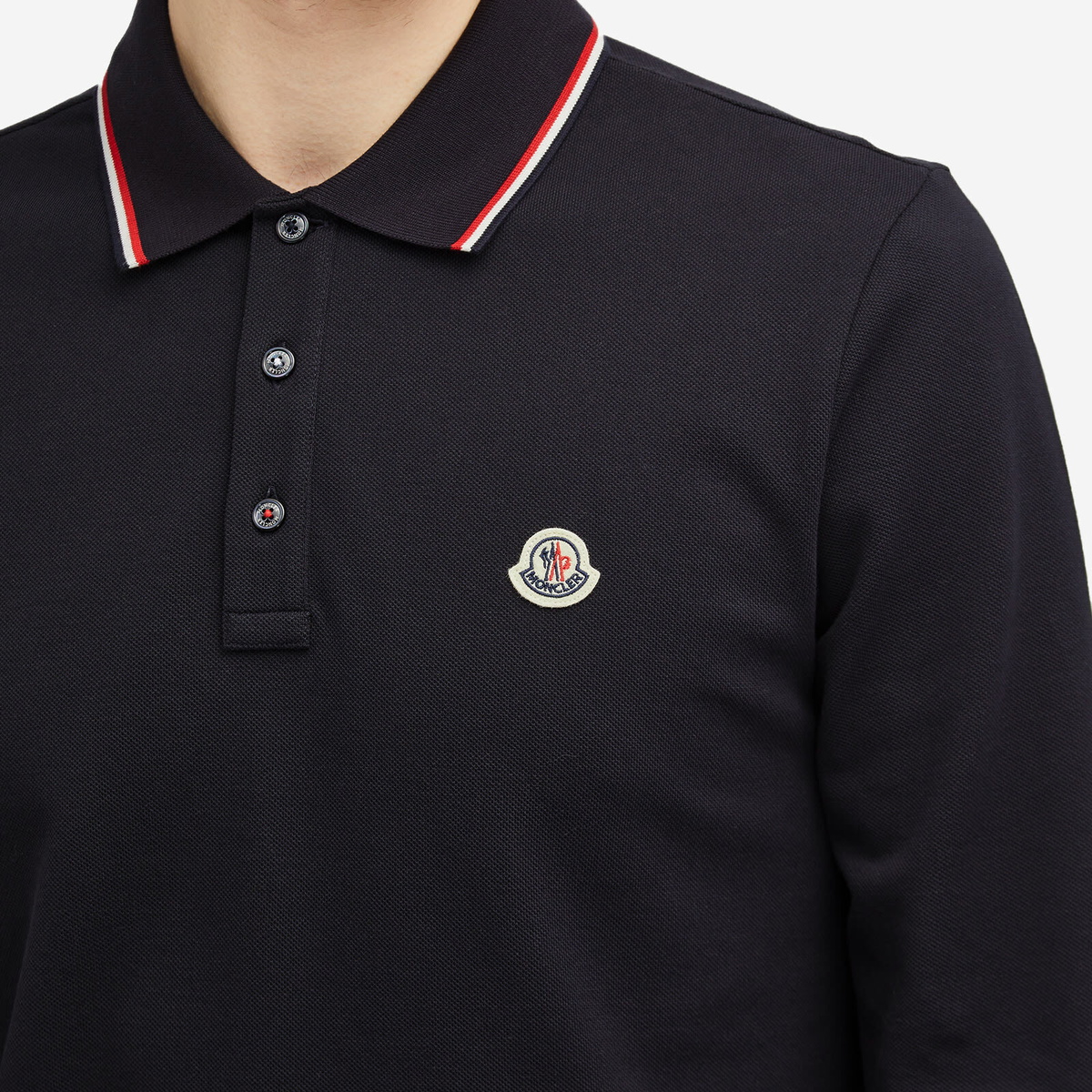 Moncler Men's Long Sleeve Polo T-Shirt in Navy Moncler