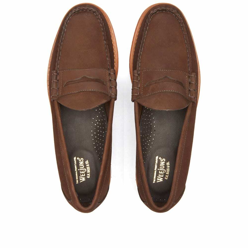Bass Weejuns Men's Penny Nubuck Loafer in Dark Brown Nubuck Bass Weejuns