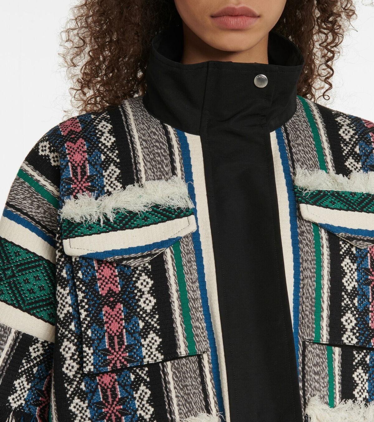 Sacai Fringed wool jacquard jacket Sacai