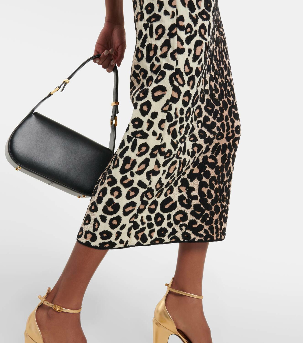 Valentino Leopard jacquard bodycon midi dress Valentino