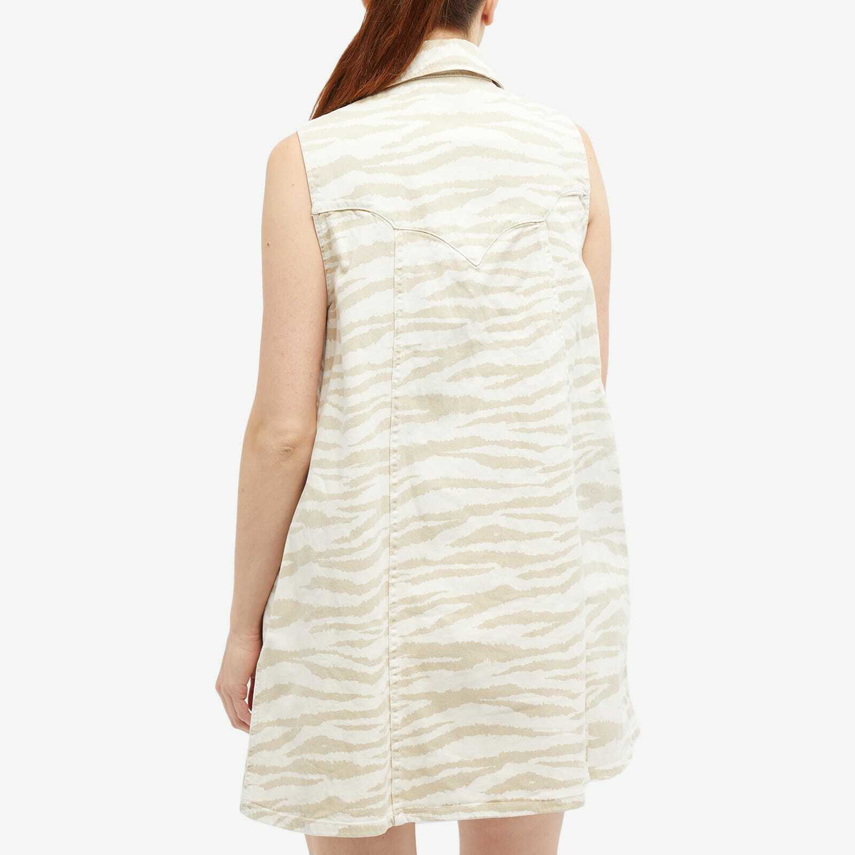 GANNI Women's Print Denim Mini Dress in Pale Khaki GANNI